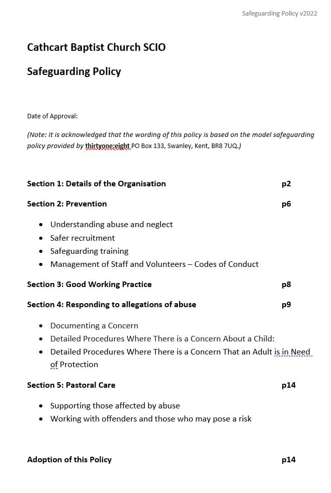 Safeguarding Policy & Guidelines | Cathcart Baptist Church